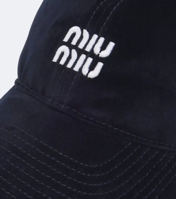 Miu Miu Logo Velvet Baseball Cap