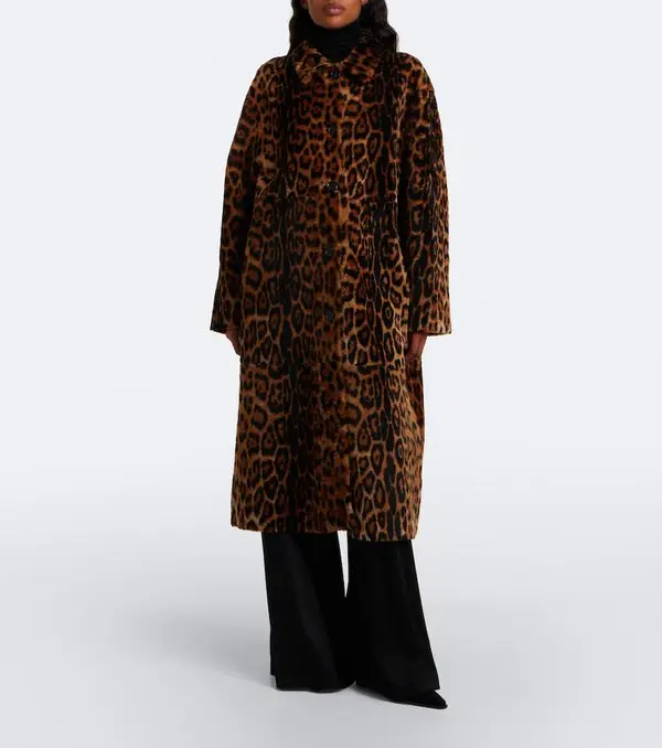 NILI LOTAN Davelle Leopard-print Shearling Coat