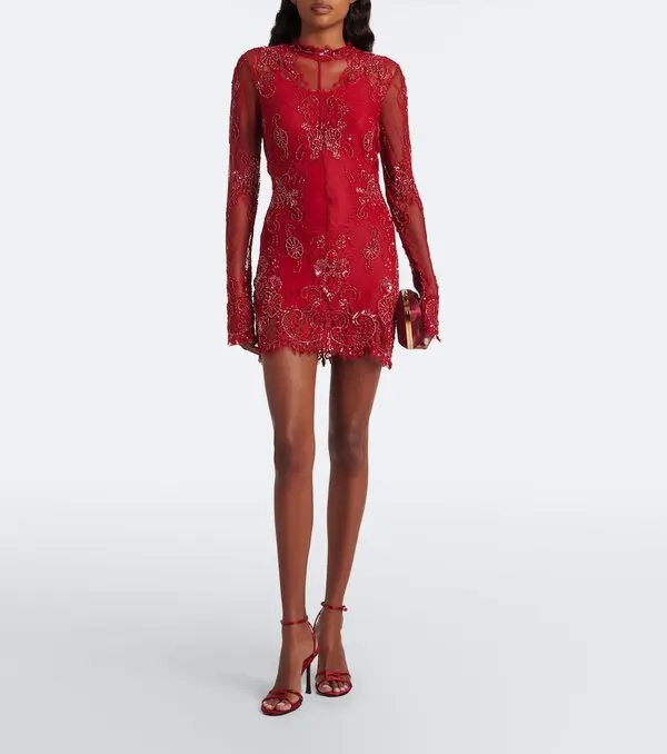 Blumarine Embellished Lace Minidress
