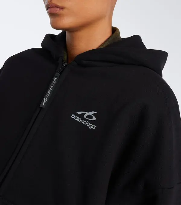 Balenciaga Logo Padded Cotton Zip-up Ski Hoodie