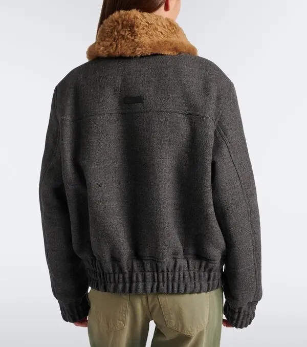 AMI Paris Shearling-trimmed Virgin Wool Blouson Jacket