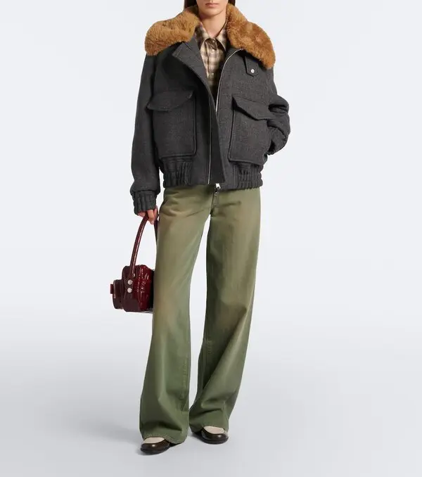AMI Paris Shearling-trimmed Virgin Wool Blouson Jacket