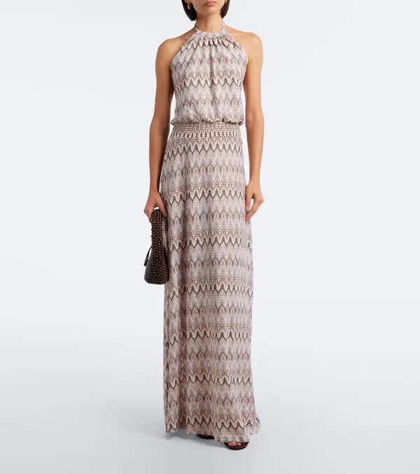 Melissa Odabash Charlotte Chevron Knitted Maxi Dress