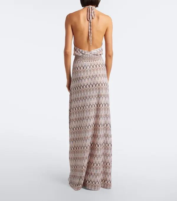 Melissa Odabash Charlotte Chevron Knitted Maxi Dress