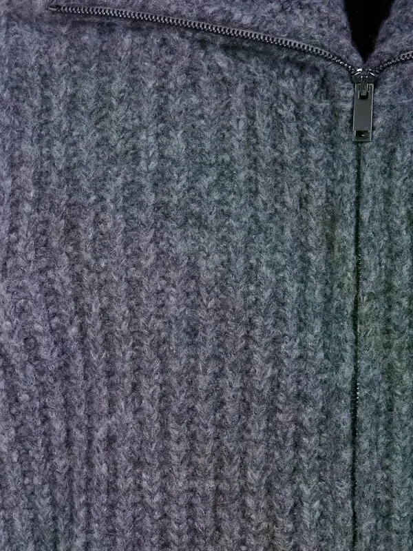 NUUR Ribbed-knit Zip-up Cardigan
