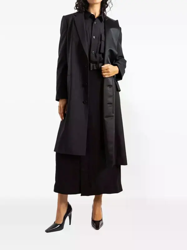 Sacai Satin-lapel Belted Coat