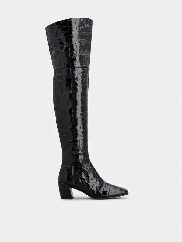 ROGER VIVIER Choc Cuissard Boots In Leather