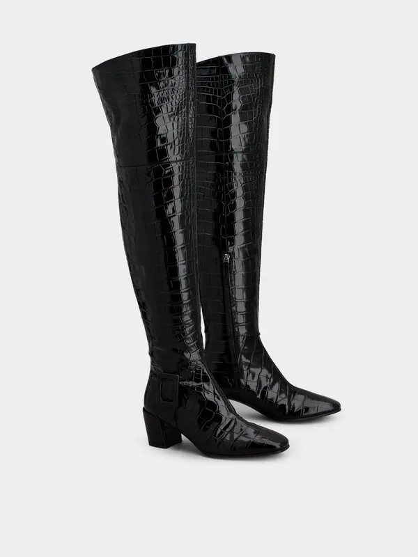 ROGER VIVIER Choc Cuissard Boots In Leather
