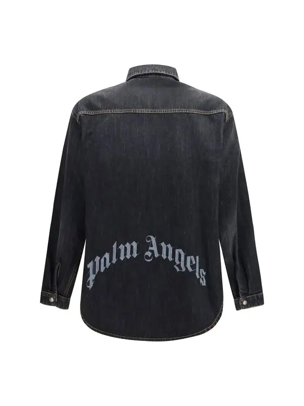 Palm Angels Denim Shirt With Back Logo