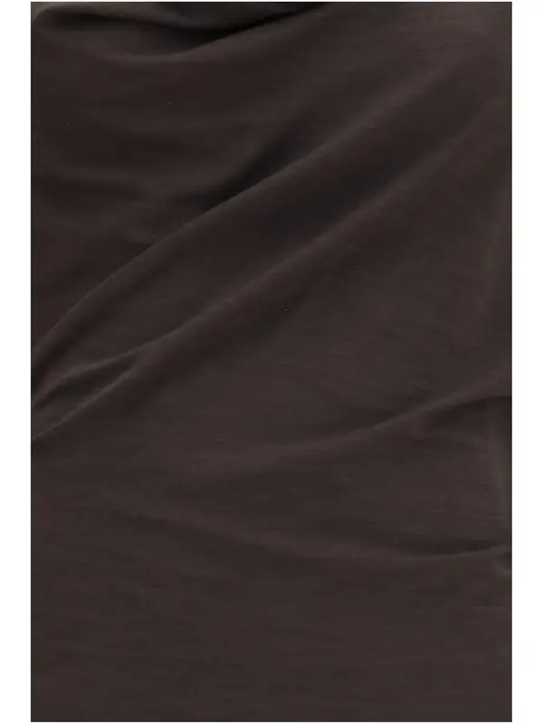 Brunello Cucinelli Techno Wool Jersey Draped Dress With Monili - Brown
