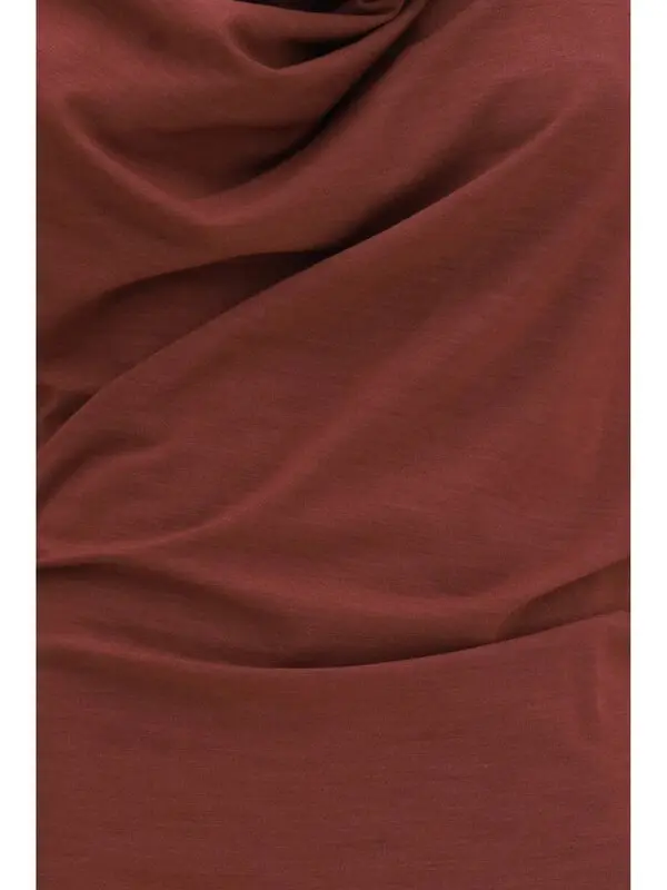 Brunello Cucinelli Techno Wool Jersey Draped Dress With Monili - Multicolor
