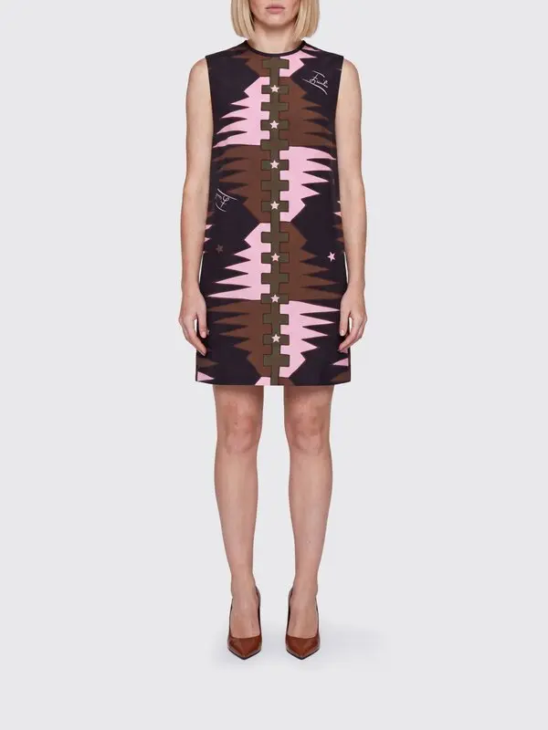 Emilio Pucci Sleeveless Silk Sheath Mini Dress With Geometric Print - Green