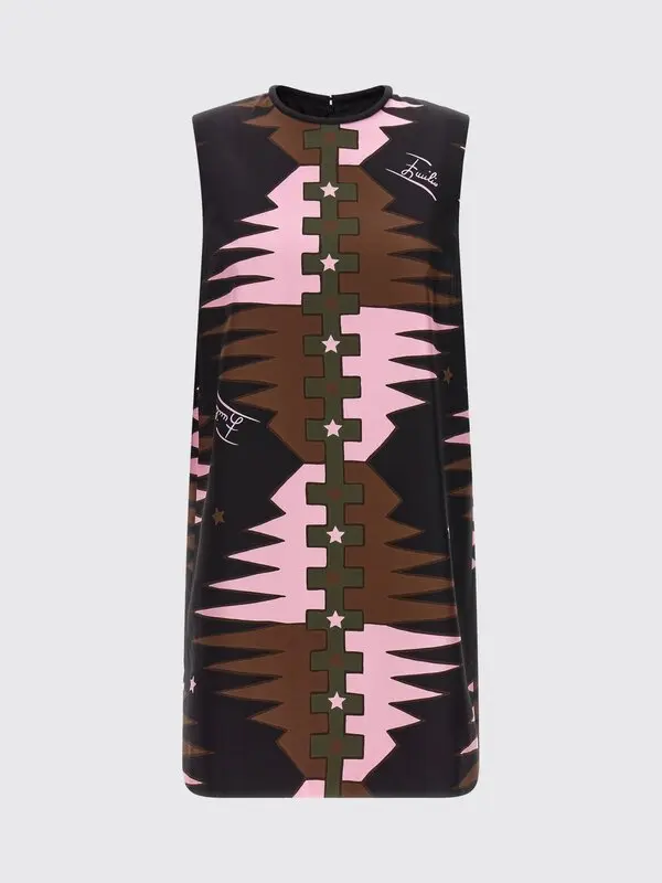 Emilio Pucci Sleeveless Silk Sheath Mini Dress With Geometric Print