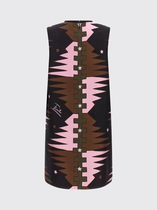 Emilio Pucci Sleeveless Silk Sheath Mini Dress With Geometric Print