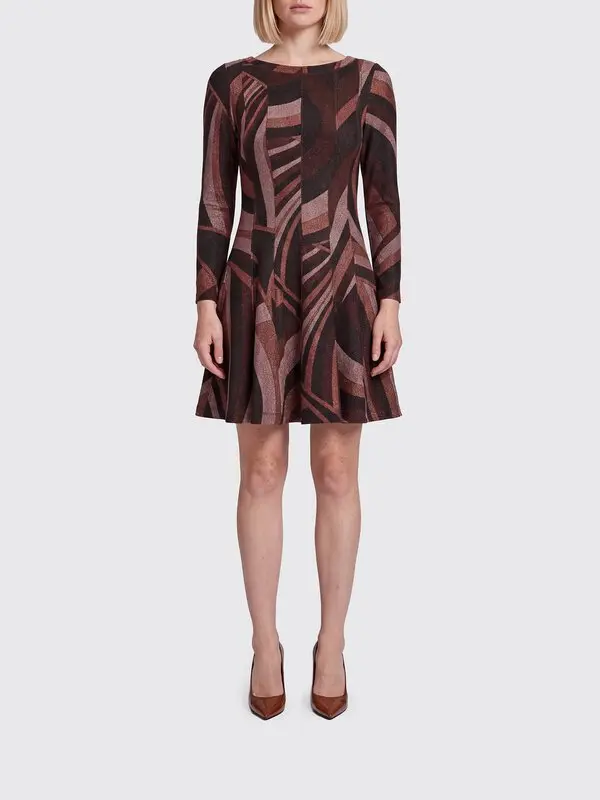 Emilio Pucci Slim Fit Flared Lurex Jersey Mini Dress With Abstract Print - Multicolor