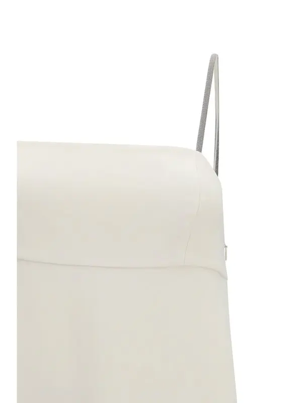 Brunello Cucinelli Long Silk Dress With Monili Chain - White
