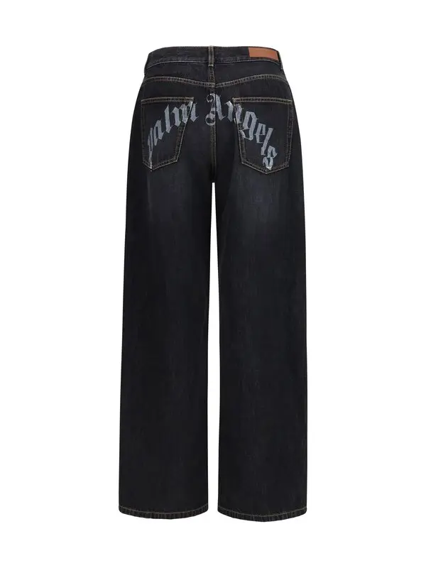 Palm Angels Wide-leg Jeans With Back Logo