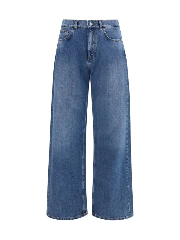 Palm Angels Wide-leg Jeans With Back Logo - Blue