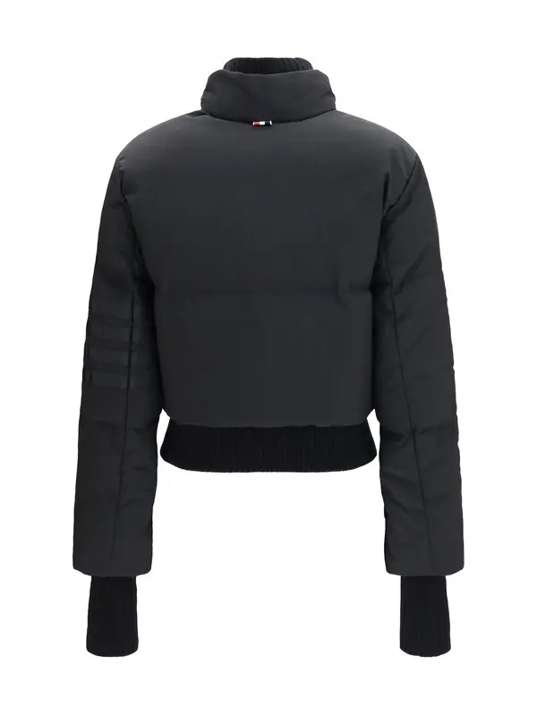 Thom Browne Short Padded Jacket With Front Zip - Black