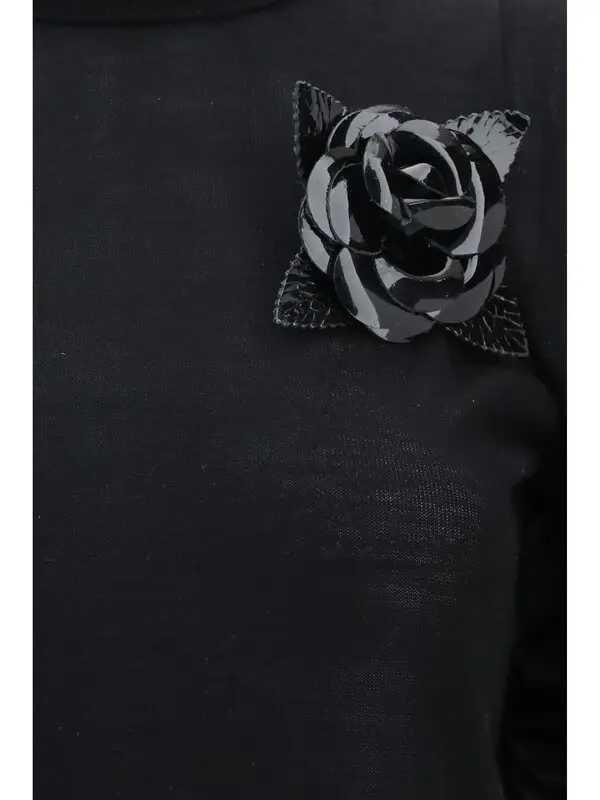 Blumarine High-neck Sweater With Flower Brooch