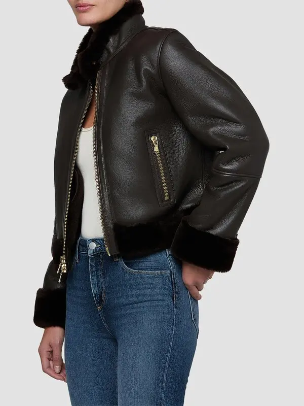 L'Agence Glacia Shearling-trimmed Jacket