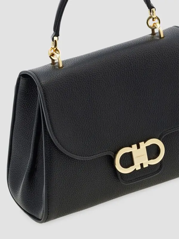 FERRAGAMO Double Gancini Leather Top Handle Bag