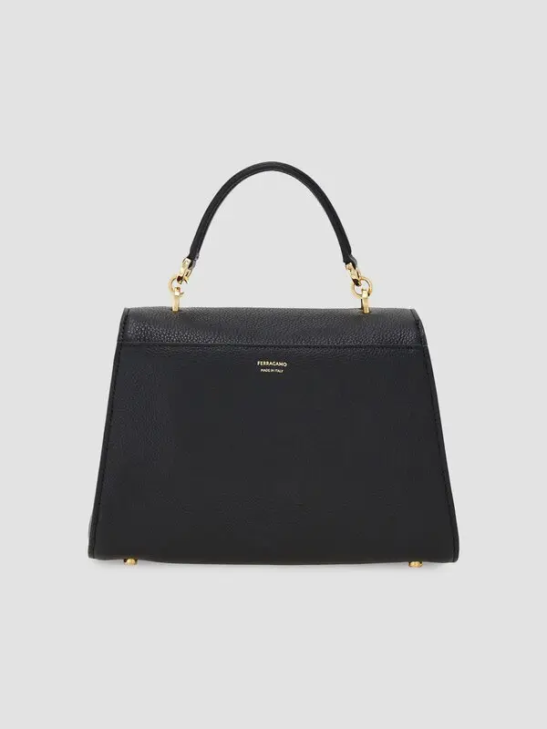 FERRAGAMO Double Gancini Leather Top Handle Bag