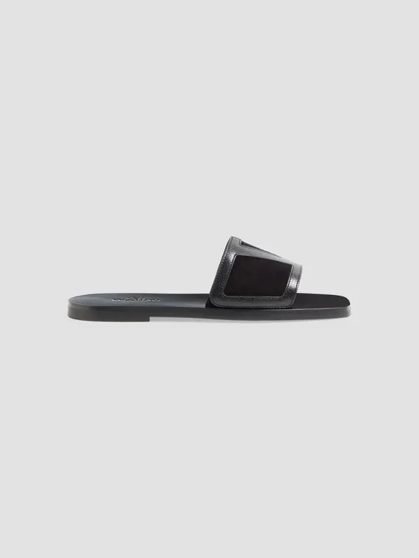 Valentino Garavani Viva Superstar Slide Sandals In Nappa And Split-grain Leather - Black