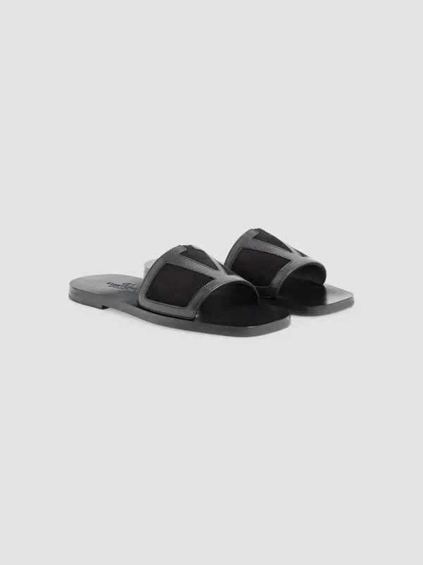 Valentino Garavani Viva Superstar Slide Sandals In Nappa And Split-grain Leather