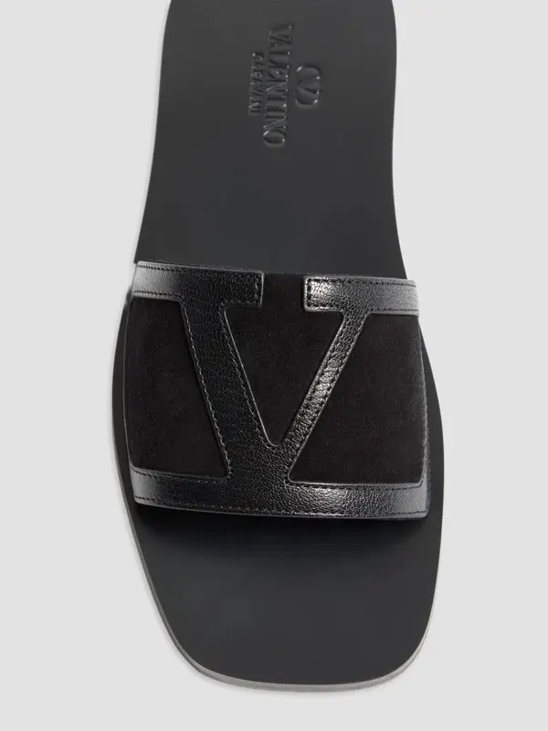 Valentino Garavani Viva Superstar Slide Sandals In Nappa And Split-grain Leather
