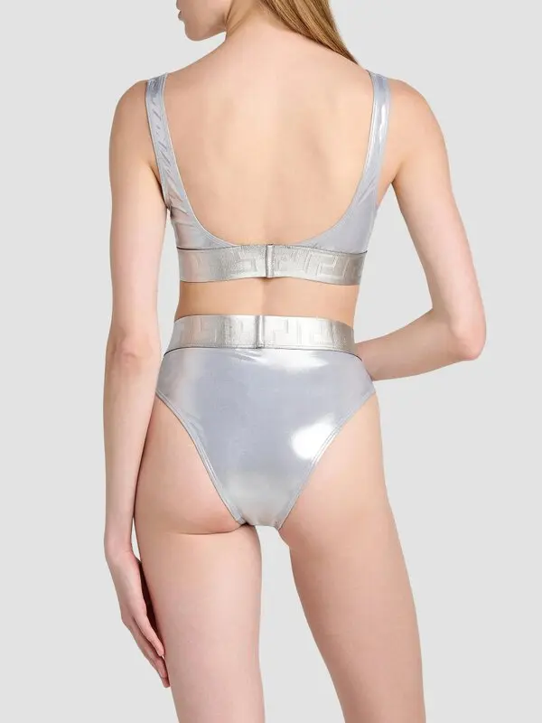 Versace Laminated Metallic Bikini Top