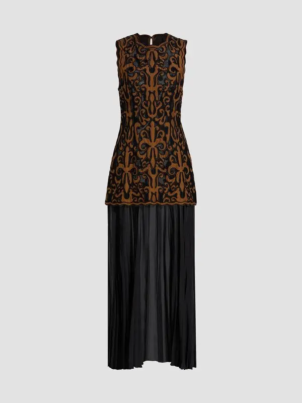 Ulla Johnson Auryn Appliqué Silk Sleeveless Combo Midi-dress