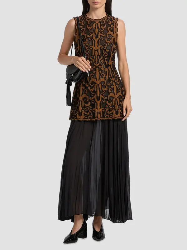 Ulla Johnson Auryn Appliqué Silk Sleeveless Combo Midi-dress