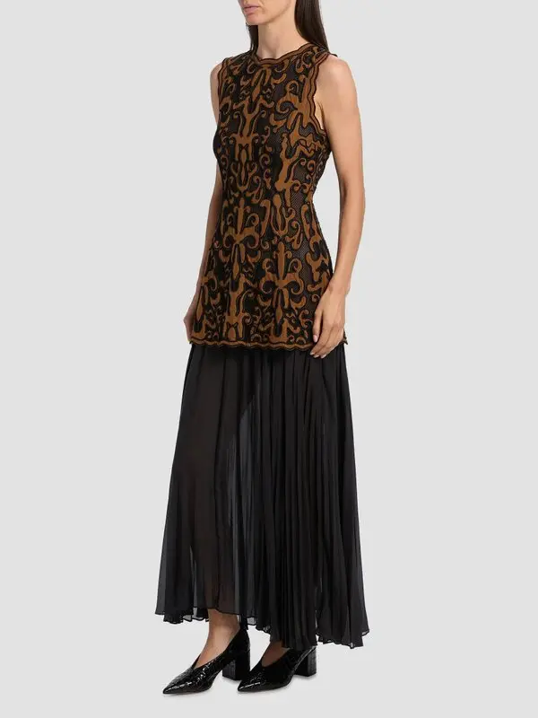 Ulla Johnson Auryn Appliqué Silk Sleeveless Combo Midi-dress