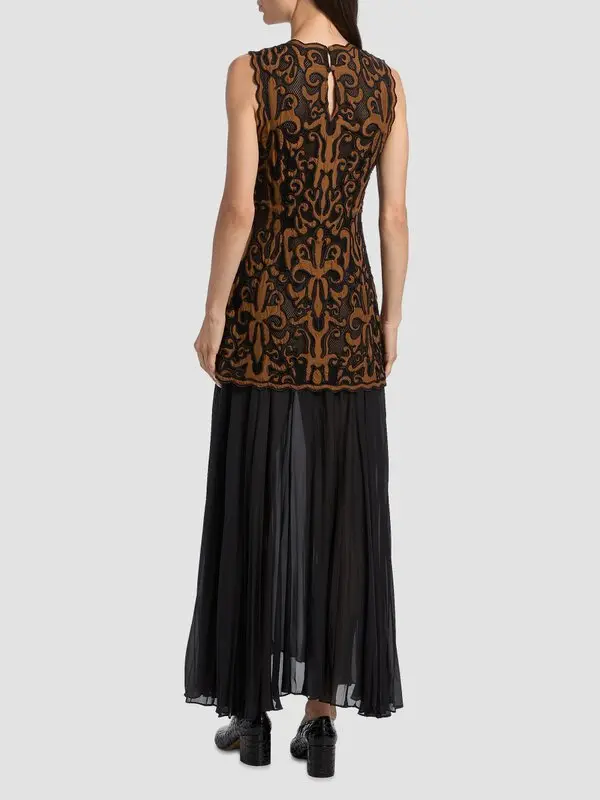 Ulla Johnson Auryn Appliqué Silk Sleeveless Combo Midi-dress