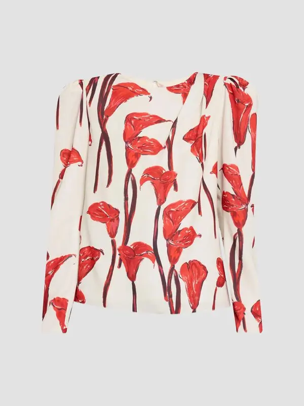 Carolina Herrera Floral Draped Blouse