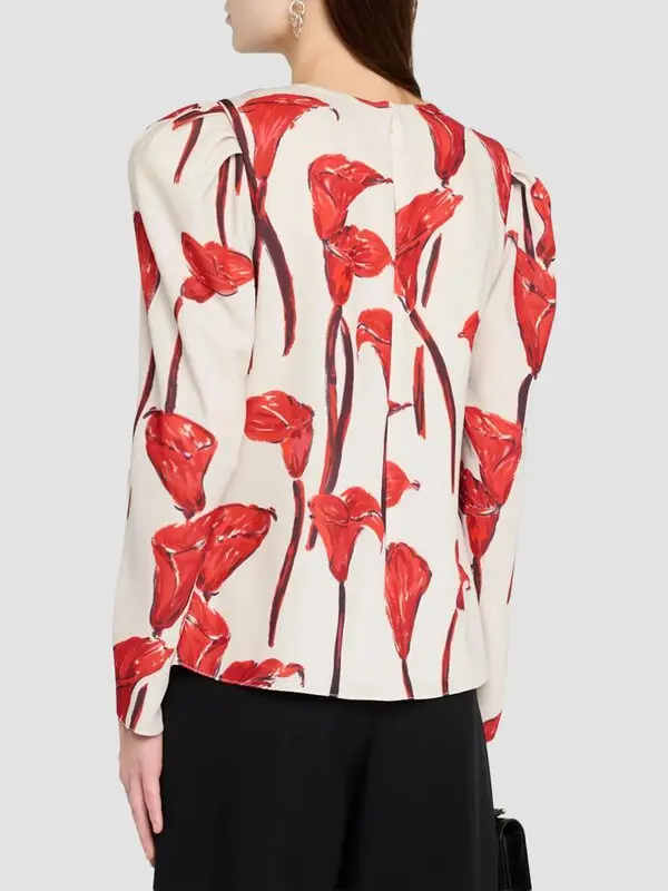 Carolina Herrera Floral Draped Blouse