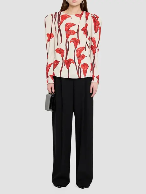 Carolina Herrera Floral Draped Blouse