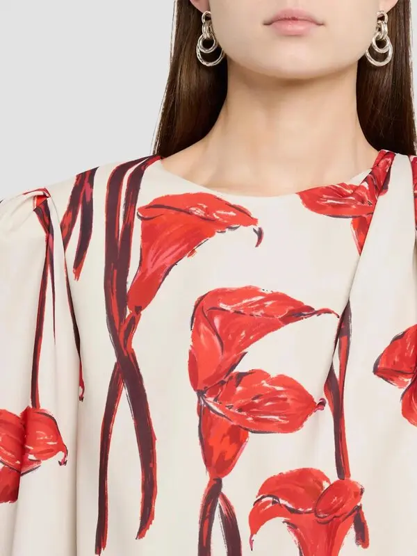 Carolina Herrera Floral Draped Blouse