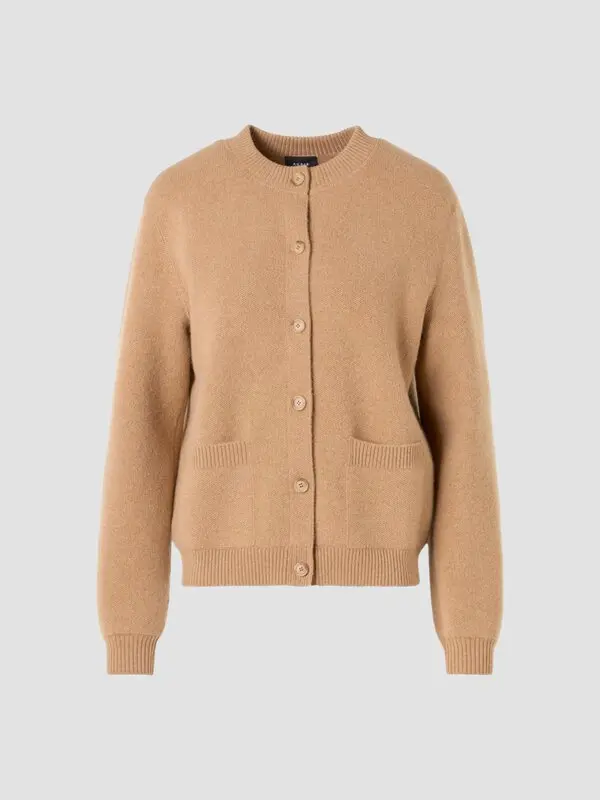 Akris Cashmere Piqué Boxy Cardigan - Camel