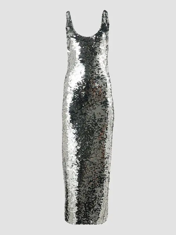 Carolina Herrera Sequined Scoopneck Sleeveless Midi Dress