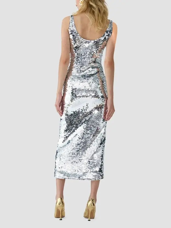 Carolina Herrera Sequined Scoopneck Sleeveless Midi Dress