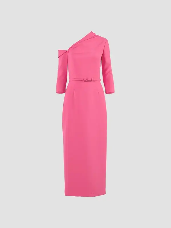 Carolina Herrera Belted One-shoulder Midi Dress