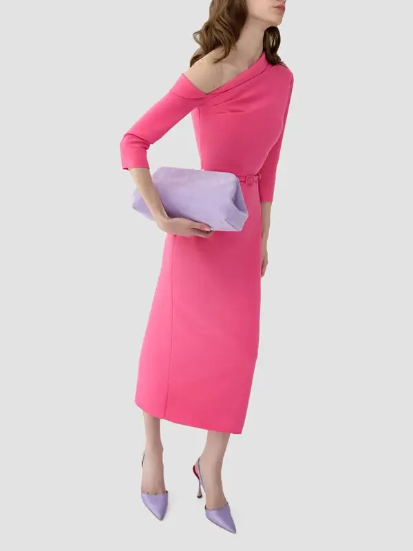 Carolina Herrera Belted One-shoulder Midi Dress