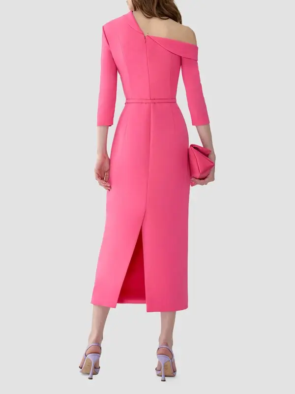 Carolina Herrera Belted One-shoulder Midi Dress