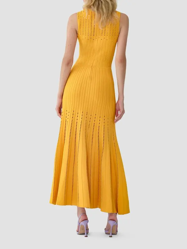 Carolina Herrera Crewneck A-line Knit Maxi Dress