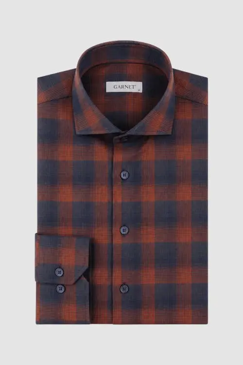 GARNET Regular-fit Melange Plaid Flannel Shirt