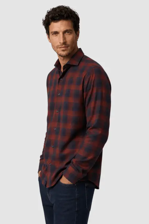 GARNET Regular-fit Melange Plaid Flannel Shirt