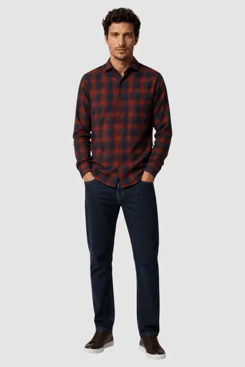 GARNET Regular-fit Melange Plaid Flannel Shirt
