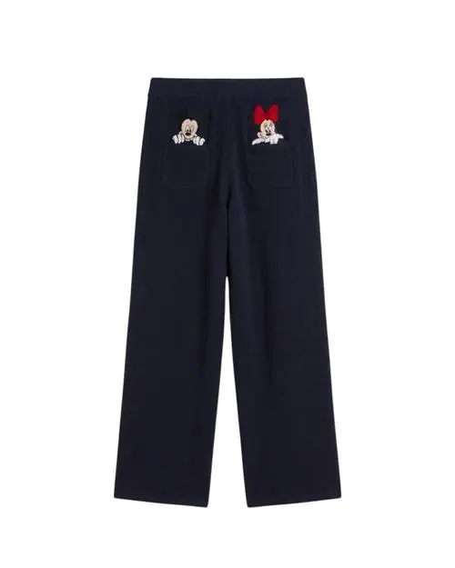 Chinti & Parker Wool-cashmere Disney Peek Pocket Wide Leg Pants - Navy
